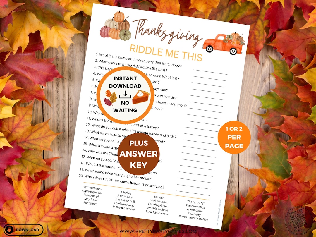 Thanksgiving Riddle Me This, Printable Thanksgiving Riddles ...
