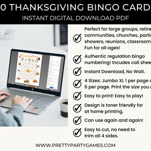 50 Thanksgiving Bingo Cards With Numbers, Printable Party Games, Autumn ...
