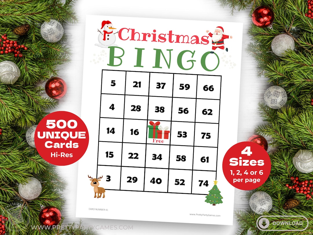 500 Christmas Bingo Cards With Numbers, Fun Christmas Bingo Game for ...
