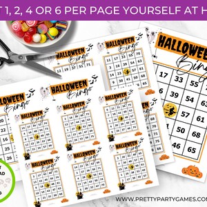 50 Halloween Themed Bingo Cards With Numbers, Printable Party Games ...