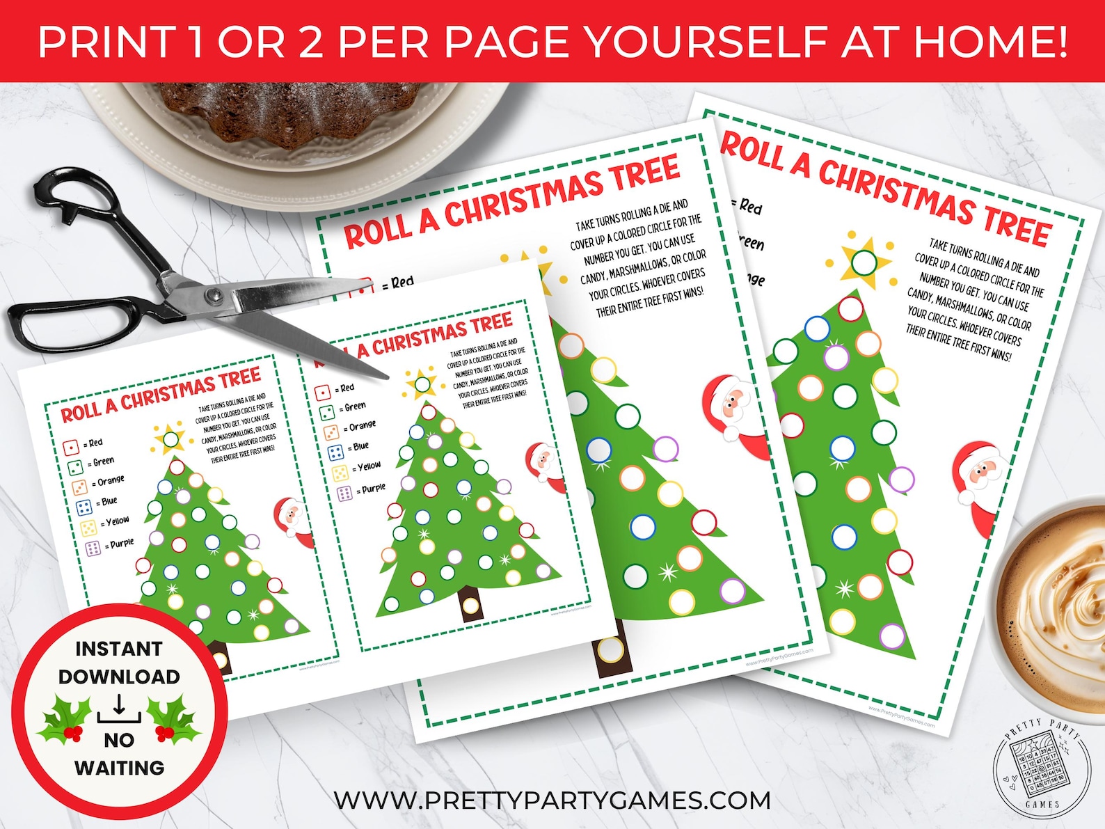 Roll A Tree Dice Game, Christmas Candy Dice Games for Kids, Printable ...
