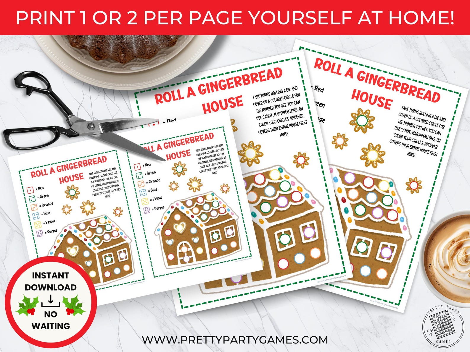 Roll A Gingerbread Game, Fun Christmas Gingerbread House Candy Dice ...