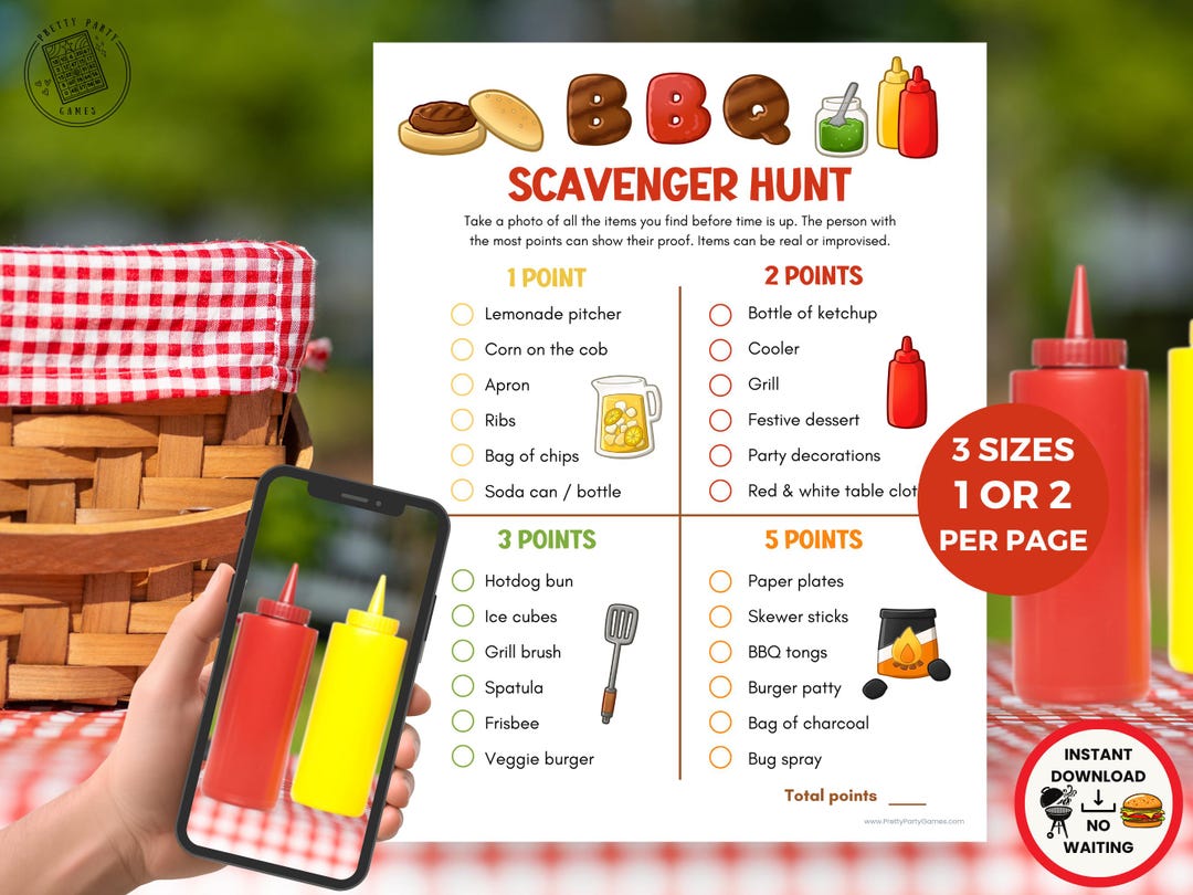 Backyard BBQ Photo Scavenger Hunt, Summer Cookout Activities, Employee ...