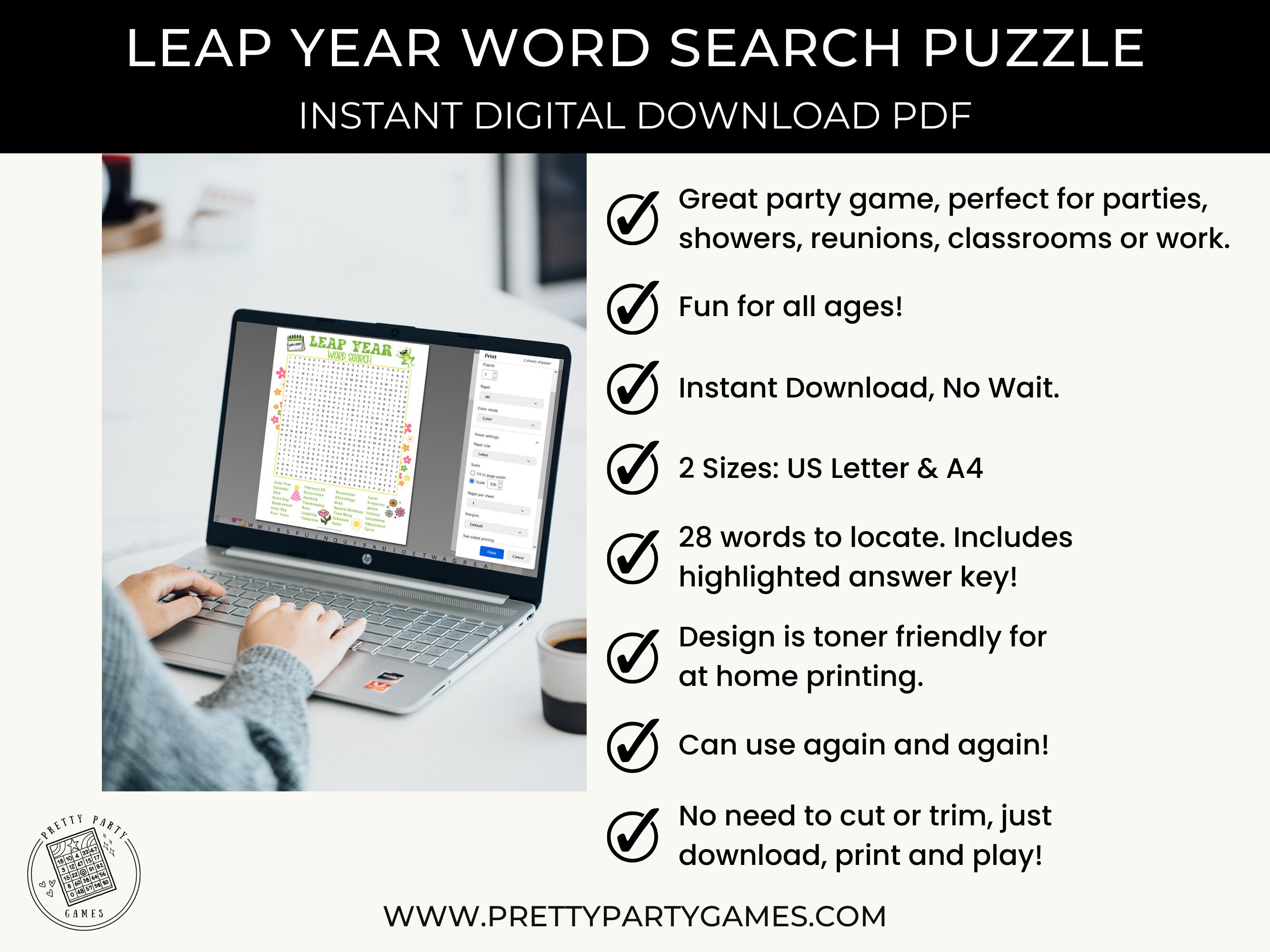 Printable Leap Year Word Search for Kids Answer Key, Fun Leap Day ...