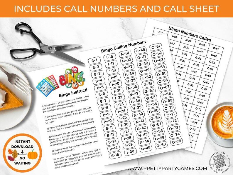 50 Thanksgiving Bingo Cards With Numbers, Printable Party Games, Autumn ...