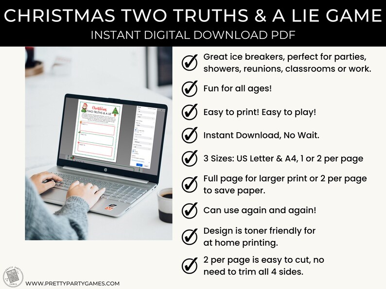 Christmas Two Truths and A Lie Game, Fun Christmas Party Games for ...