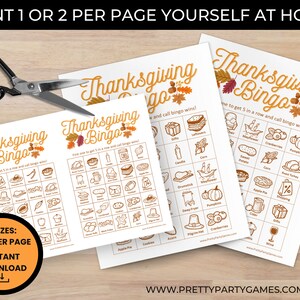Thanksgiving Bingo Game for Adults & Kids, 50 Printable Bingo Cards ...