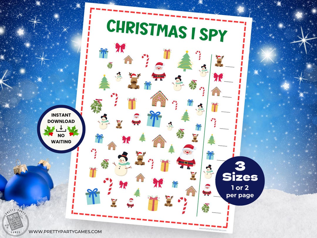 Printable Christmas I Spy Game, Christmas Party Games for Kids, Holiday ...