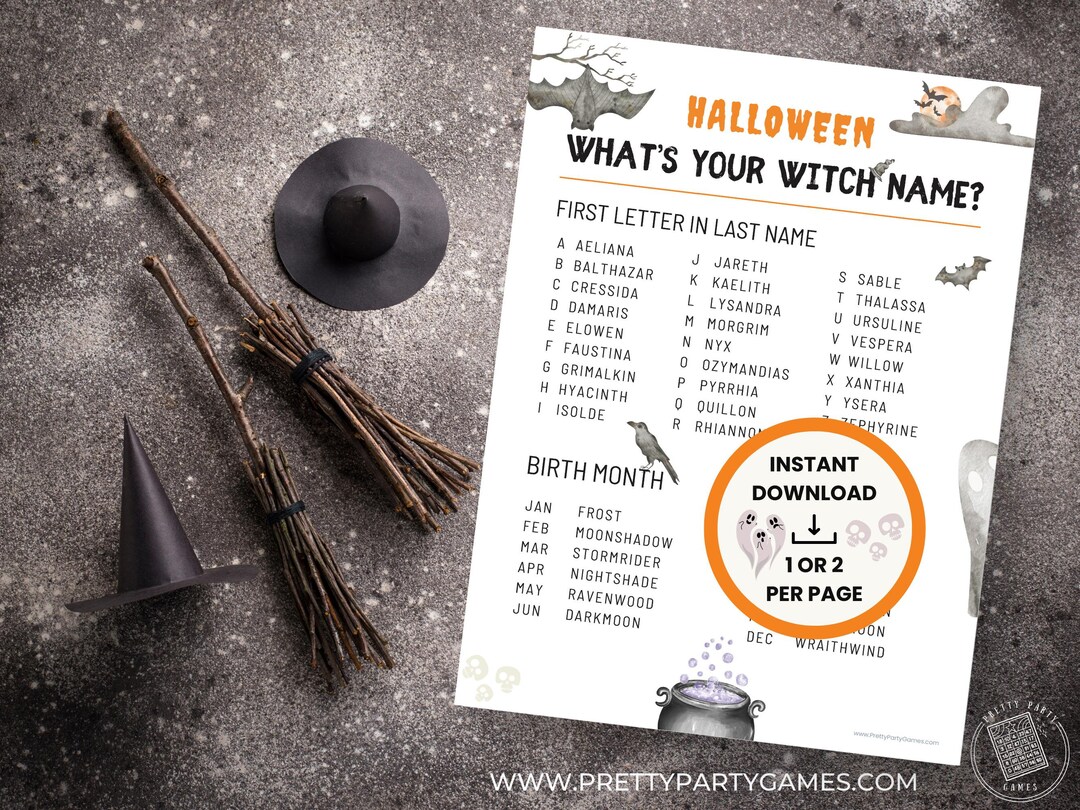 Halloween Whats Your Witch Name Game, Whats Your Name Game, Instant ...