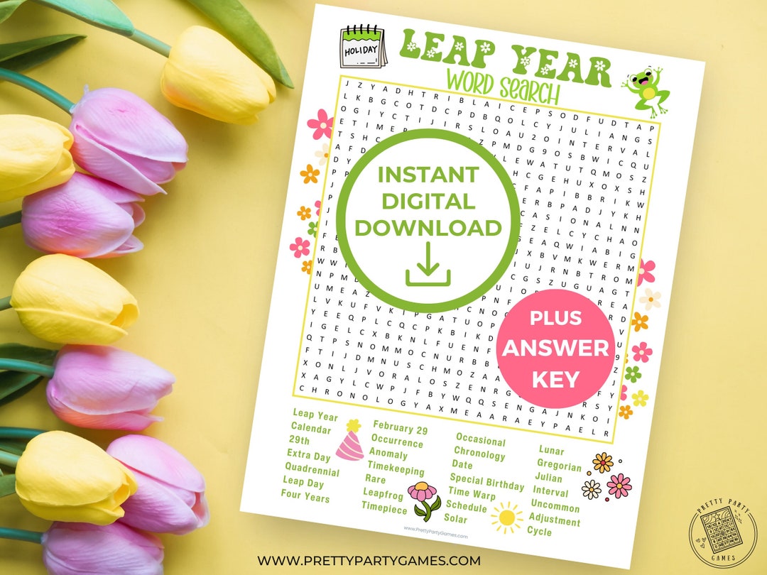 Printable Leap Year Word Search for Kids + Answer Key, Fun Leap Day ...