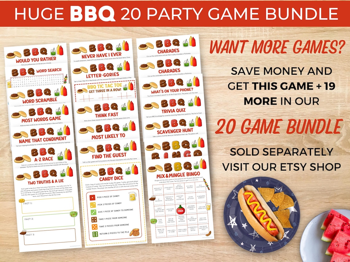 Backyard BBQ Letter-gories Word Game, Summer Cookout Activities, Think ...