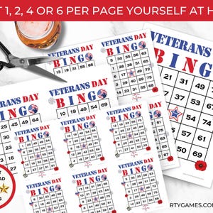 50 Veterans Day Bingo Cards With Numbers, Veterans Day Games for ...
