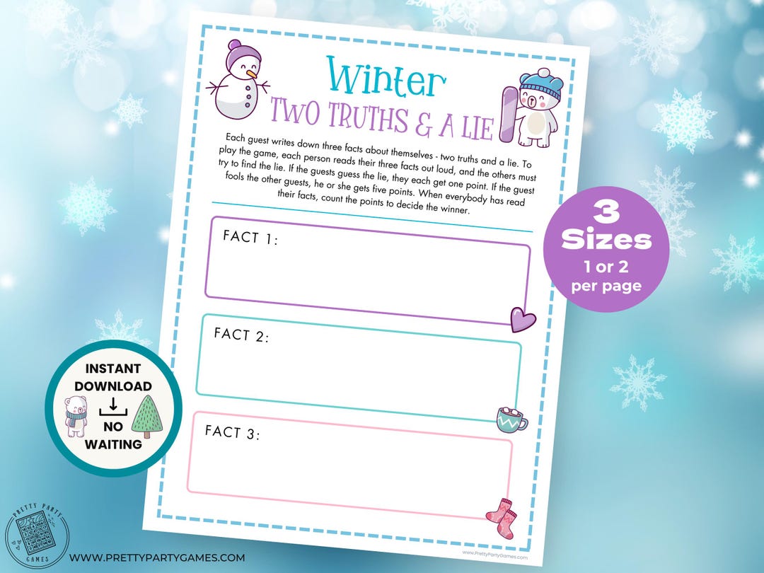 Winter Theme Two Truths and A Lie Game, Fun Winter Office Games, Ice ...