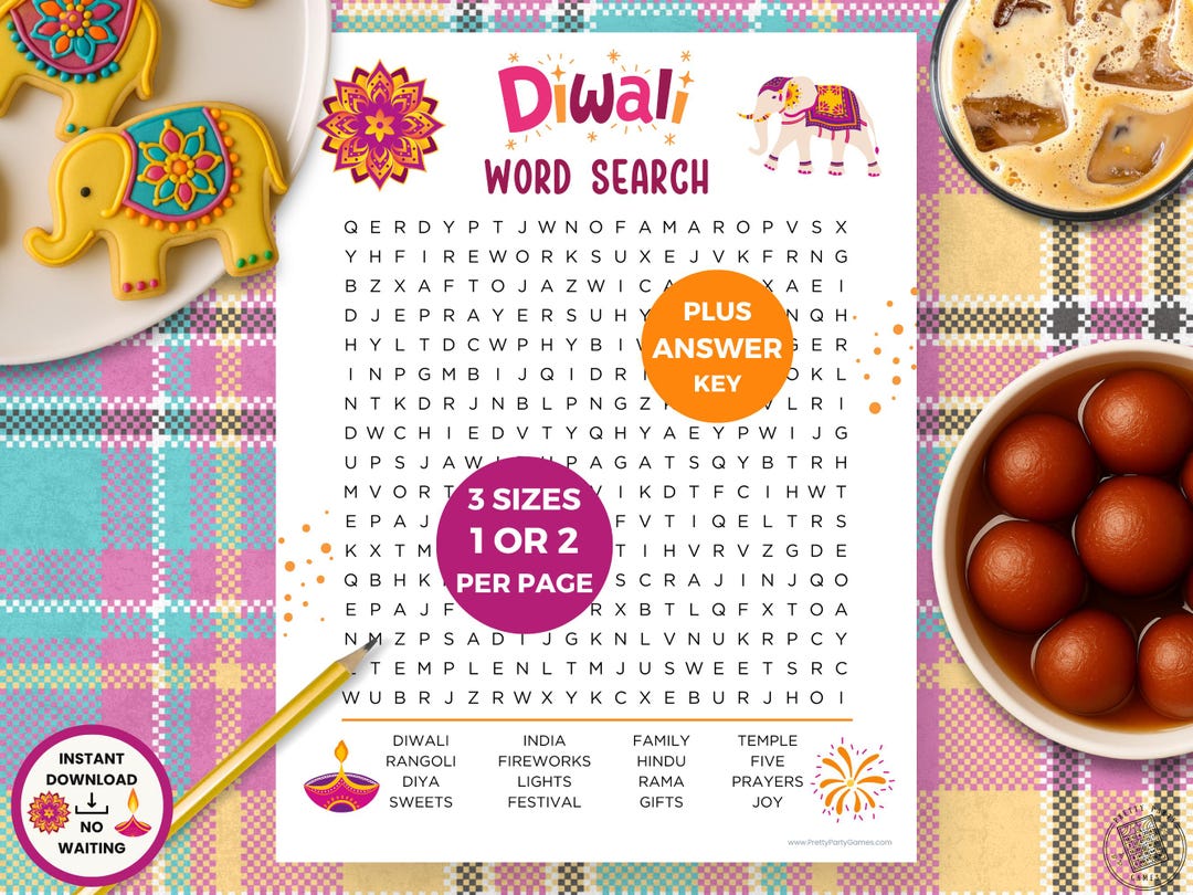 Diwali Word Search Puzzle Printable for Kids & Adults, Festival of ...