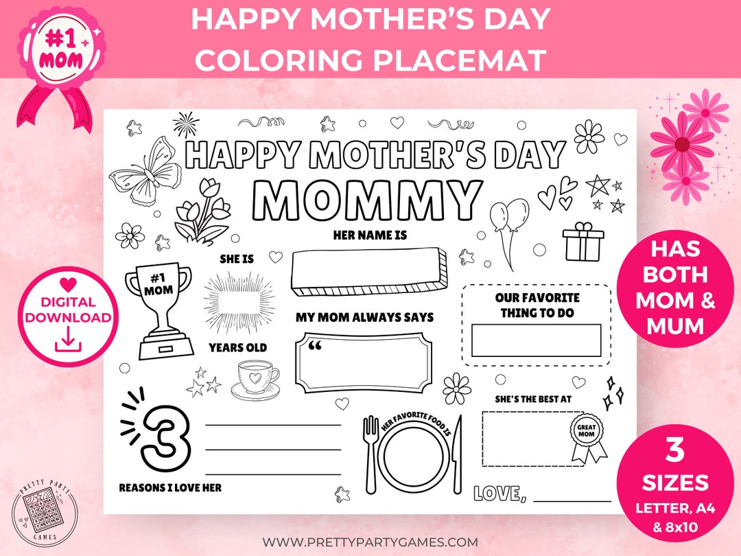 Printable All About Mom Mothers Day Keepsake Gift From Kids, Mom ...
