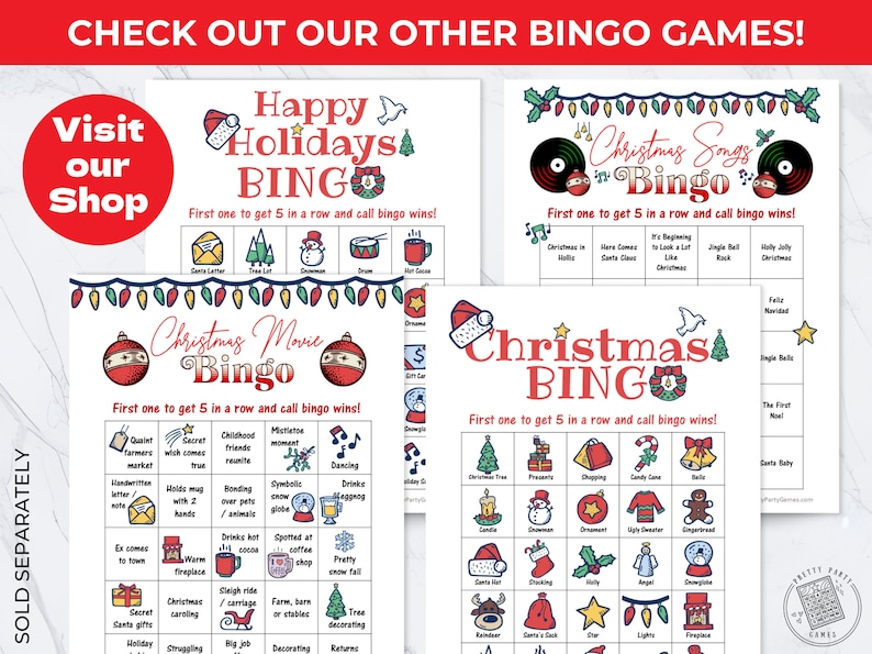 Printable Christmas Movie Bingo Cards, Holiday Bingo Game, 50 TV Movie ...
