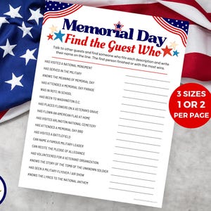 Memorial Day Find the Guest Game, Printable Party Game for Large Groups ...