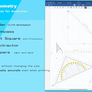 Ruler, Compass, Set Square, Protractor. Rotatable, Exact Dimensions ...