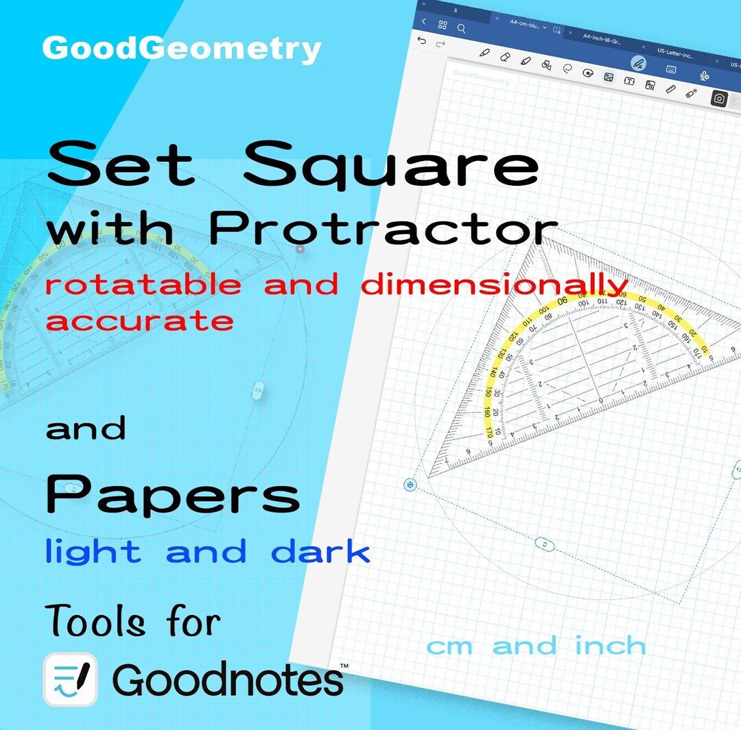 Set Square Geometric Triangle With Protractor for Goodnotes, Digital ...