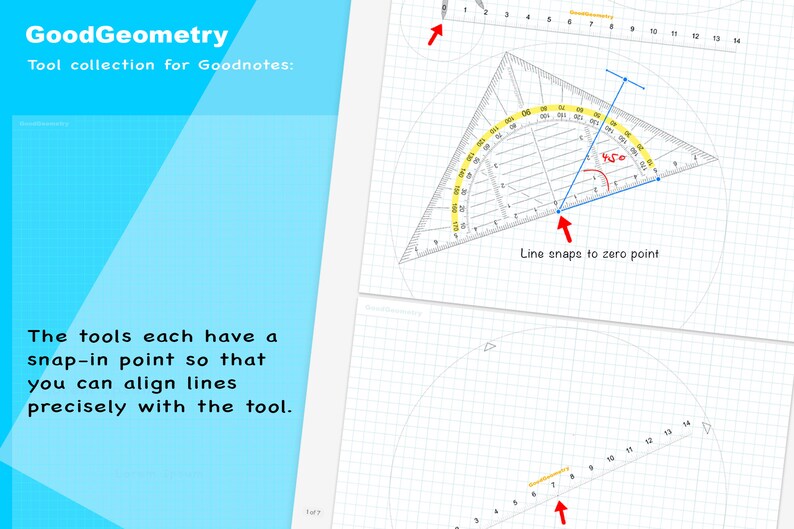 Ruler, Compass, Set Square, Protractor. Rotatable, Exact Dimensions ...