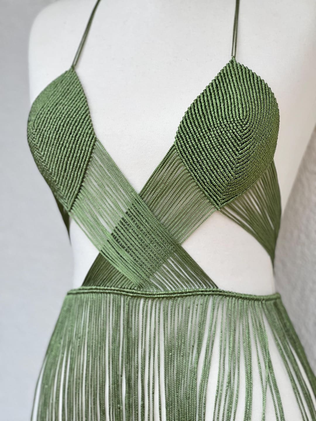 Macrame Dress, Green Rave Outfit, Festival Outfit, Burningman Outfit ...