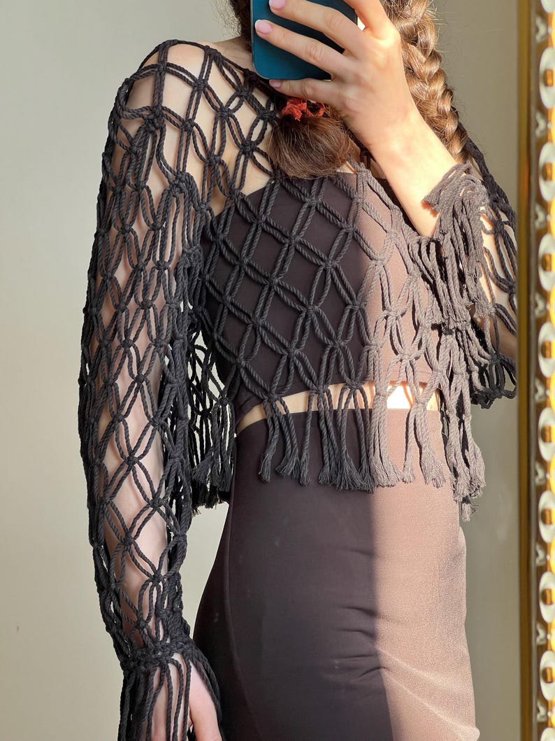 Boho Festival Outfit, Mesh Rave Outfit, Boho Sweater, Macrame Sweater ...