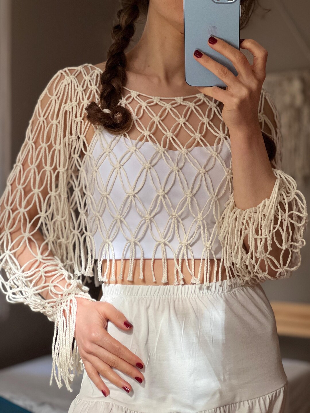 Handmade Macrame Crop Top: Boho Festival Cover-up - Etsy