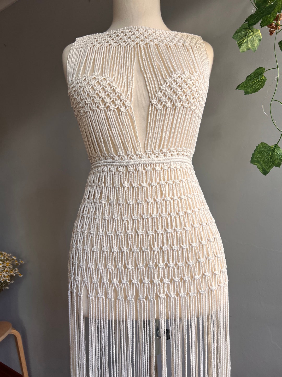 Boho Hippie Wedding Dress, Macrame Wedding Dress, Boho Photoshoot Dress ...