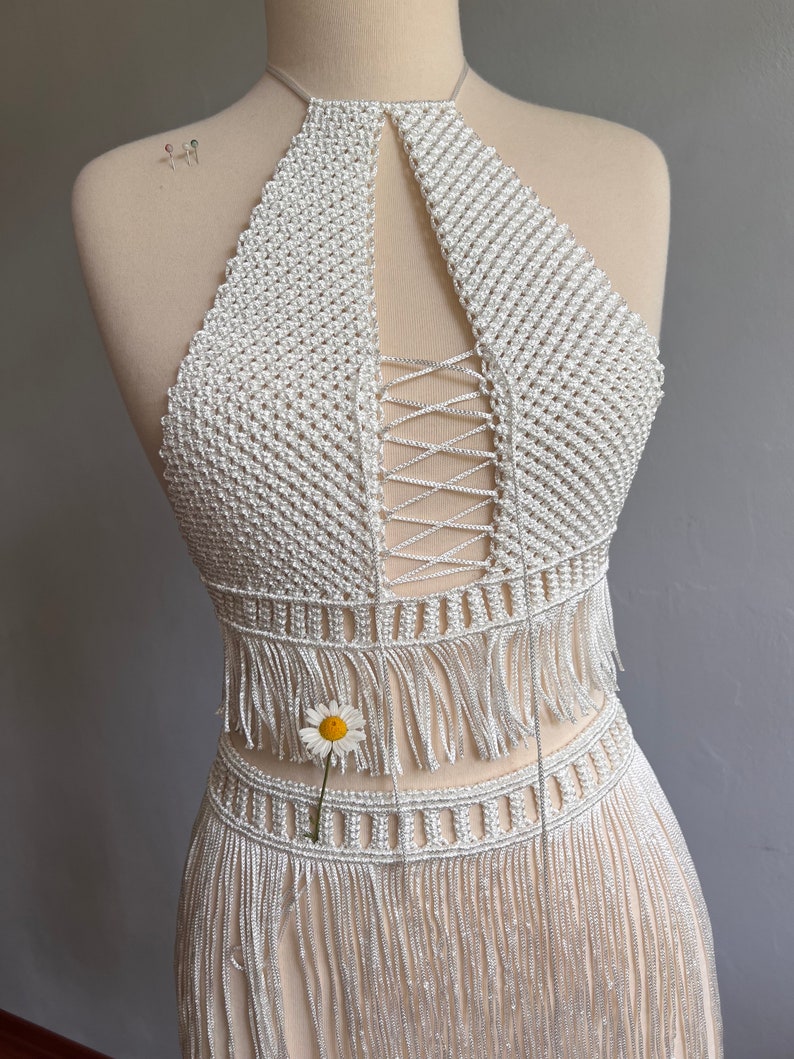 Macrame Set, Macrame Skirt, Macrame Crop Top, Festival Dress, Beach ...