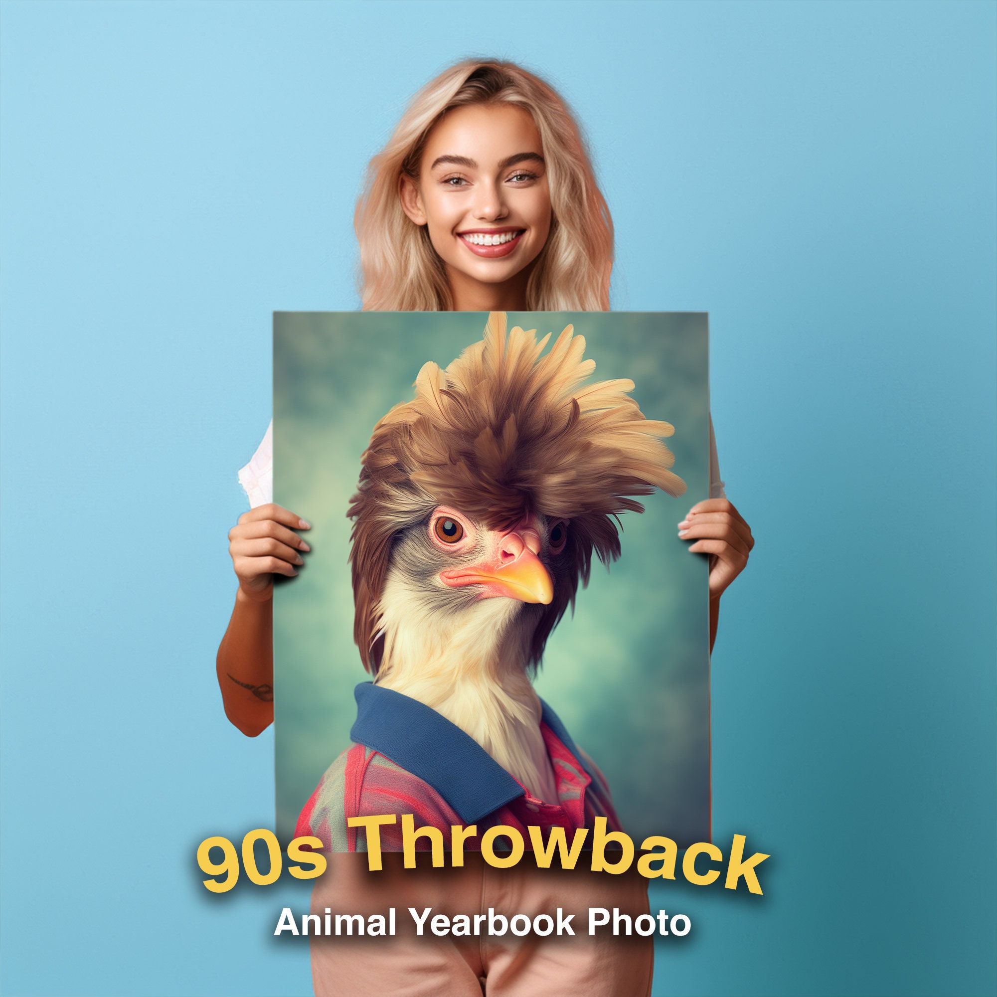 90s Throwback Retro Chicken Portrait High School Yearbook - Etsy