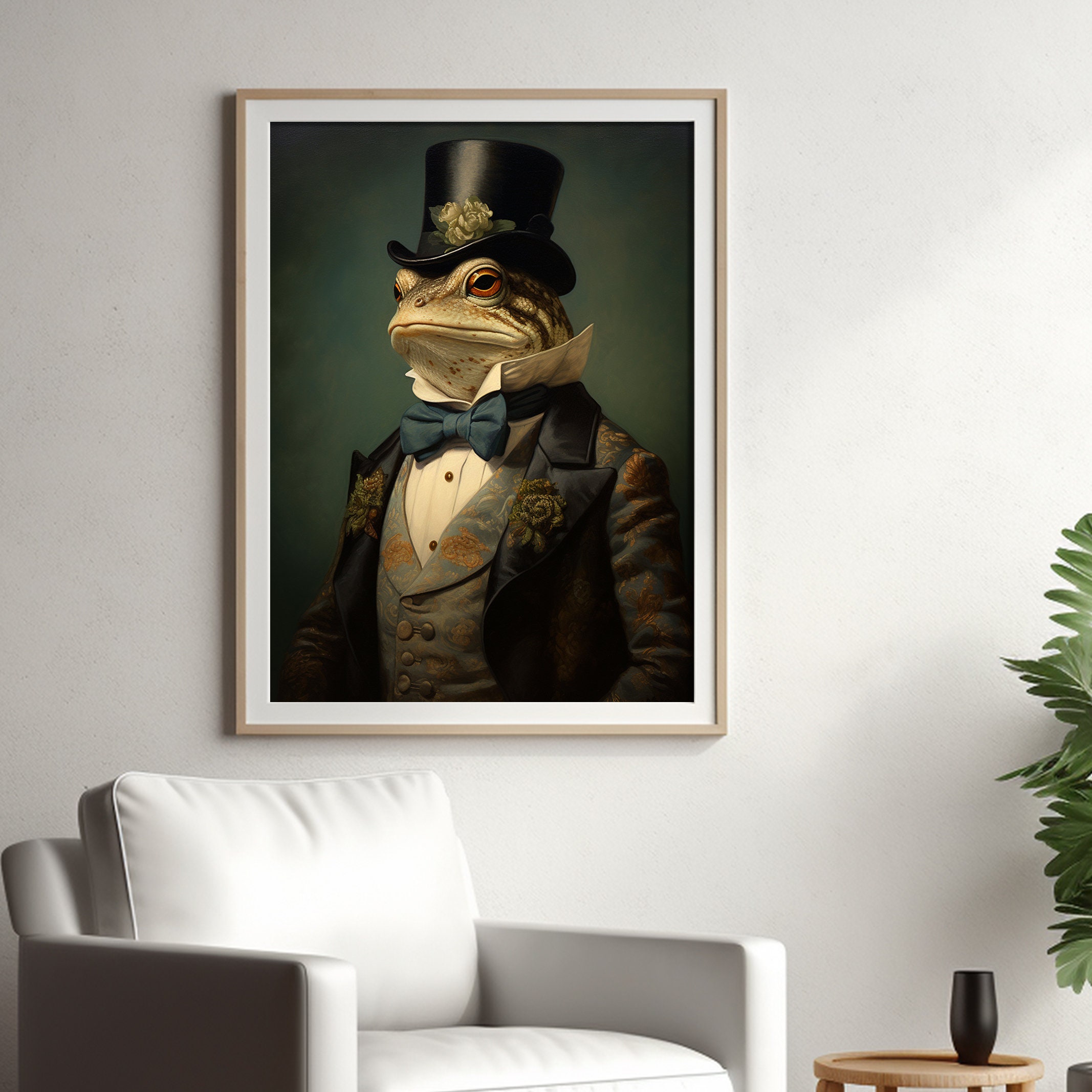 Vintage Gentleman Frog in British Suit, Antique Art Poster, Animal Head ...
