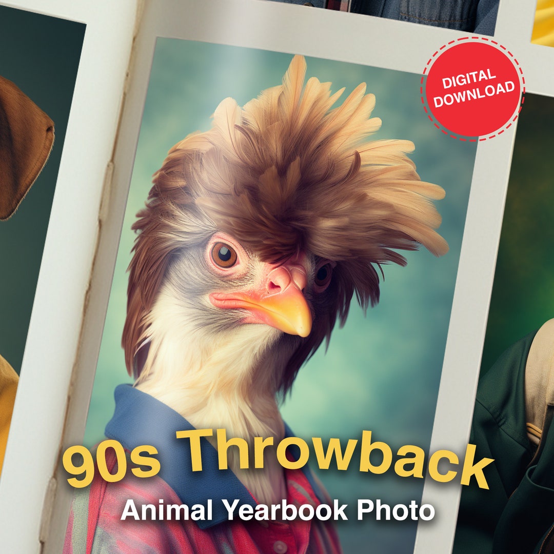 90s Throwback, Retro Chicken Portrait, High School Yearbook, Funny ...
