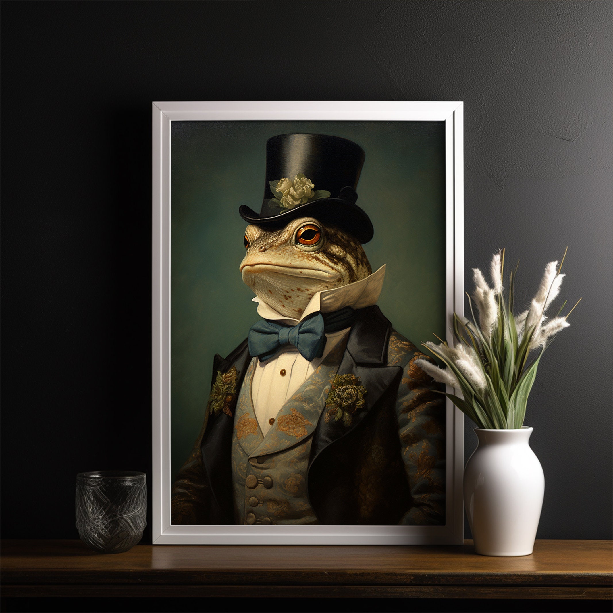 Vintage Gentleman Frog in British Suit, Antique Art Poster, Animal Head ...