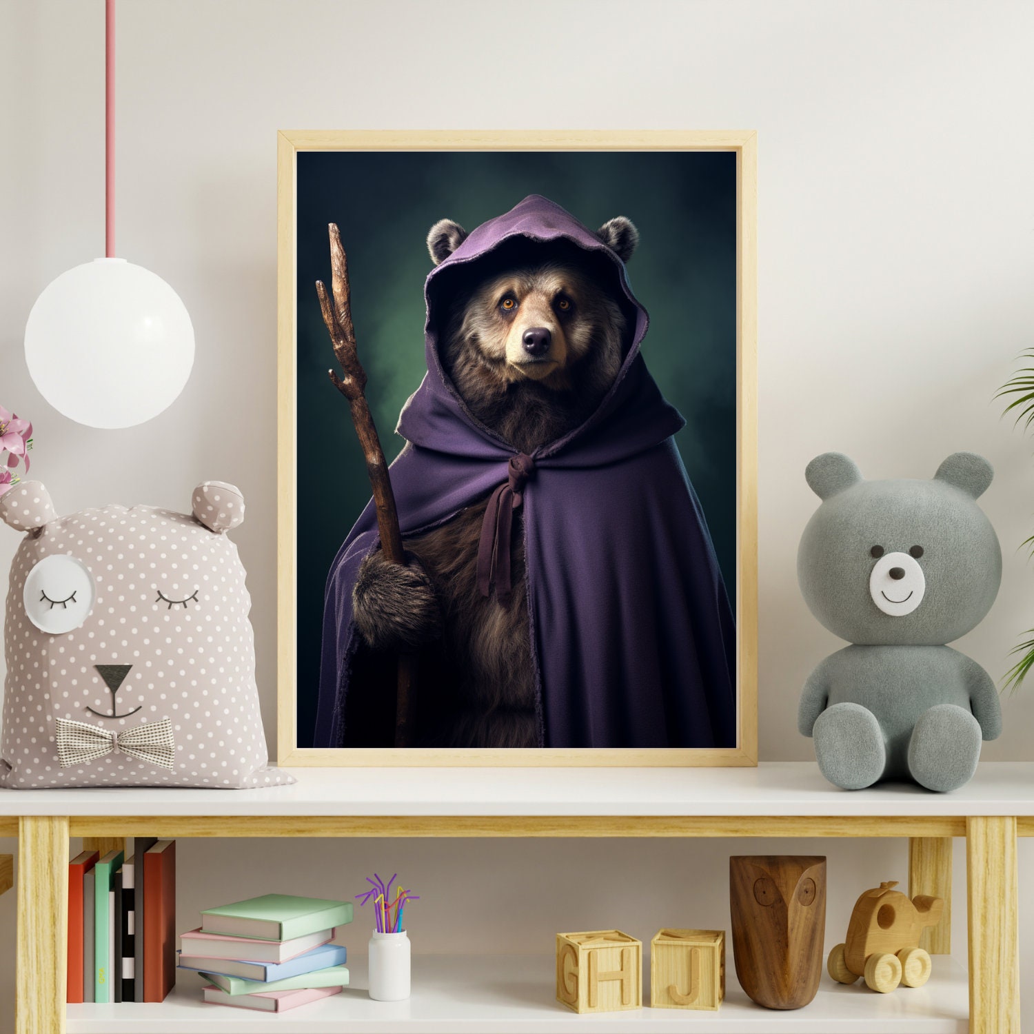 Wizard Grizzly Bear Portrait Print Magical Creatures Art - Etsy