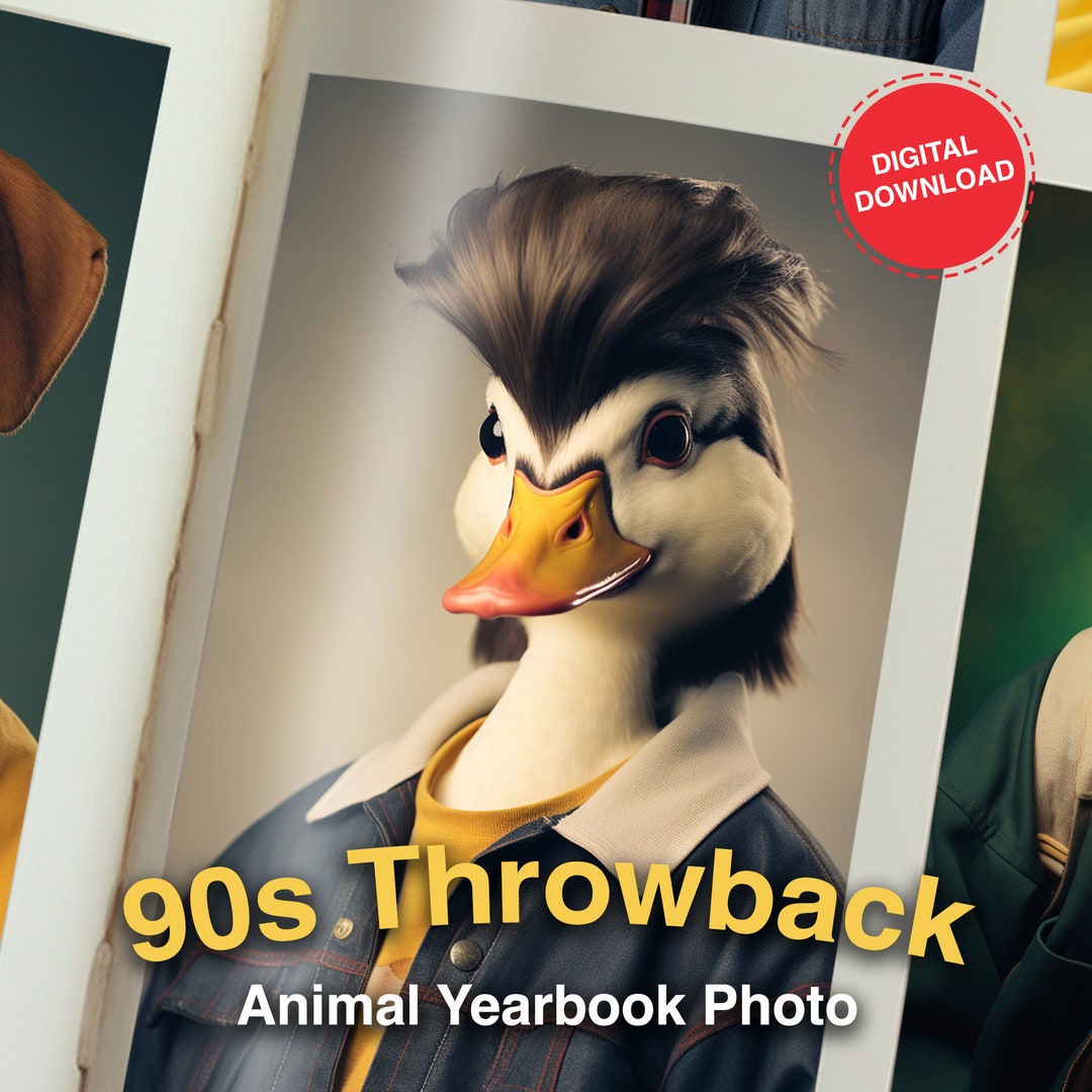90s Throwback, Retro Duck Portrait, High School Yearbook Photo, Funny ...