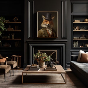 Vintage Gentleman Fox, Fox in British Suit, Oil Painting, Antique Art ...