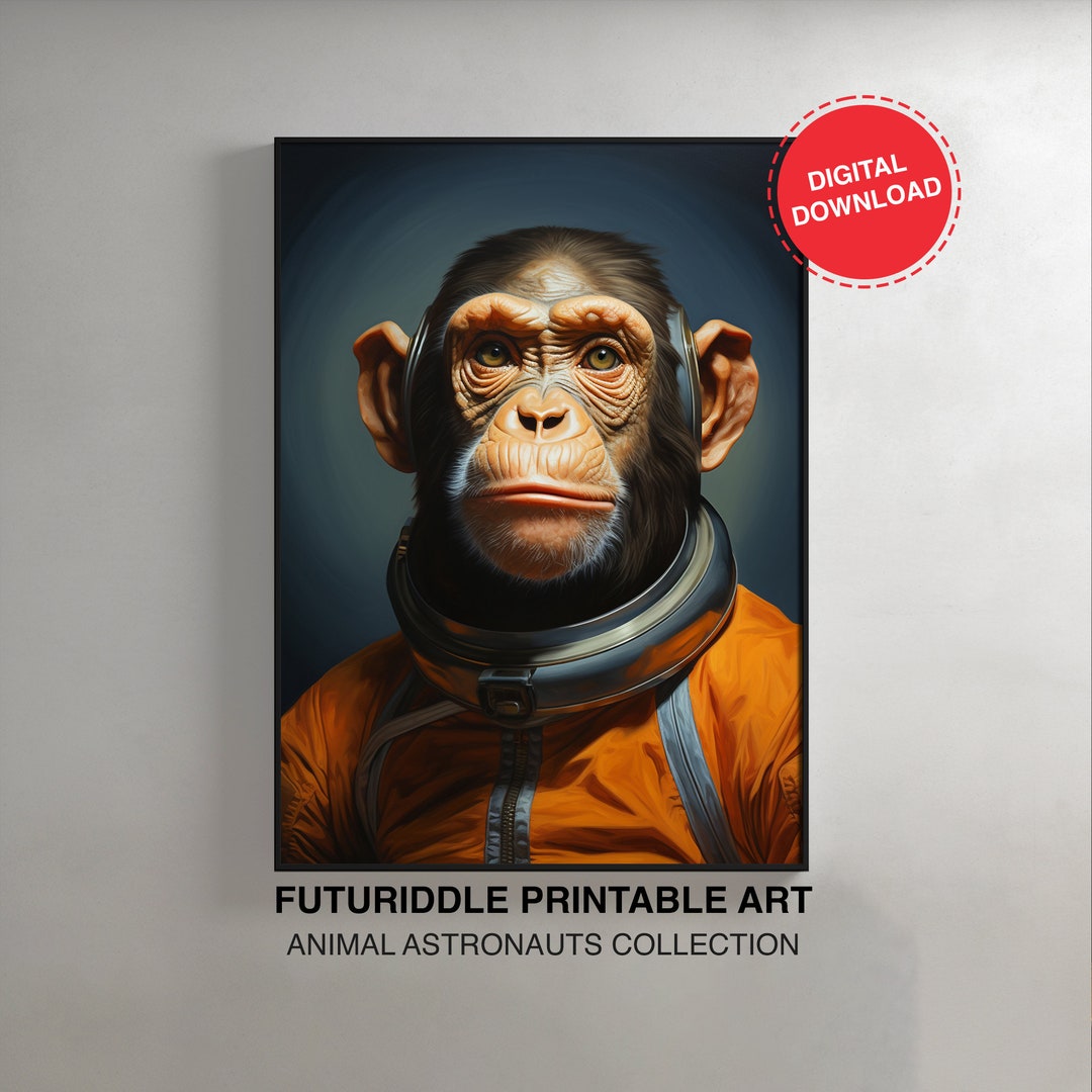 Astronaut Chimp in Space Suit Futuristic Sci-fi Poster - Etsy
