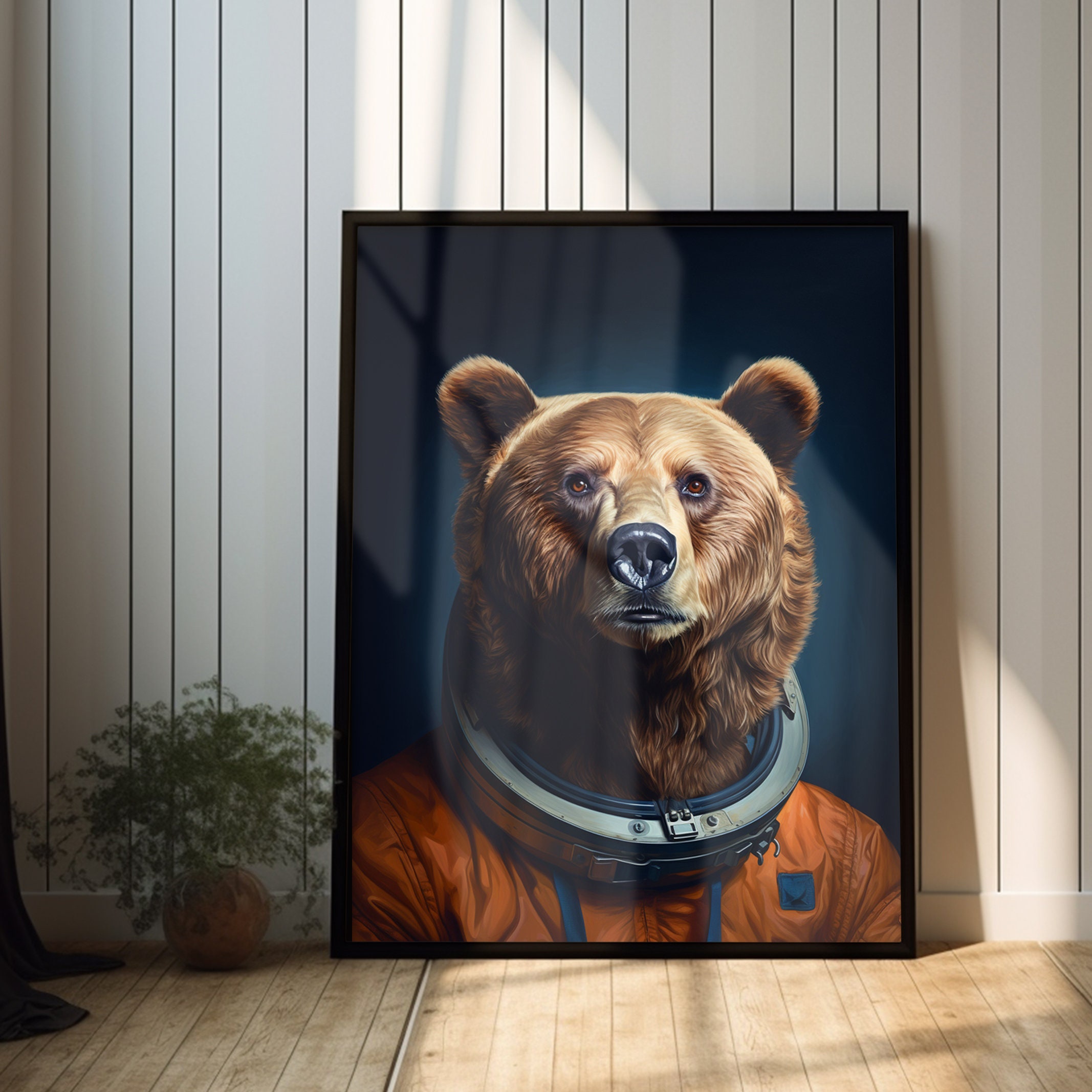 Astronaut Grizzly Bear in Space Suit, Futuristic Sci-fi Poster, Animal ...