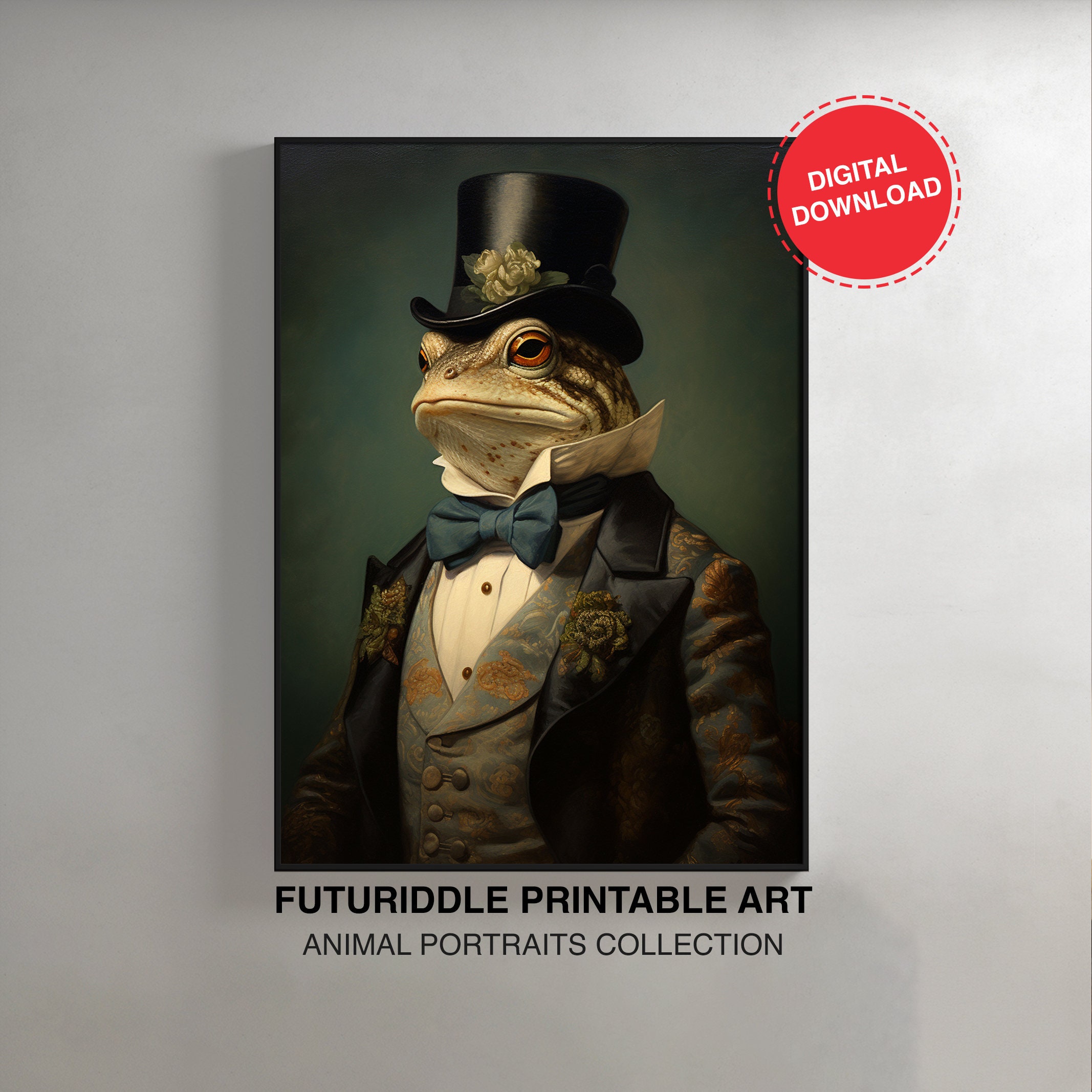 Vintage Gentleman Frog in British Suit, Antique Art Poster, Animal Head ...