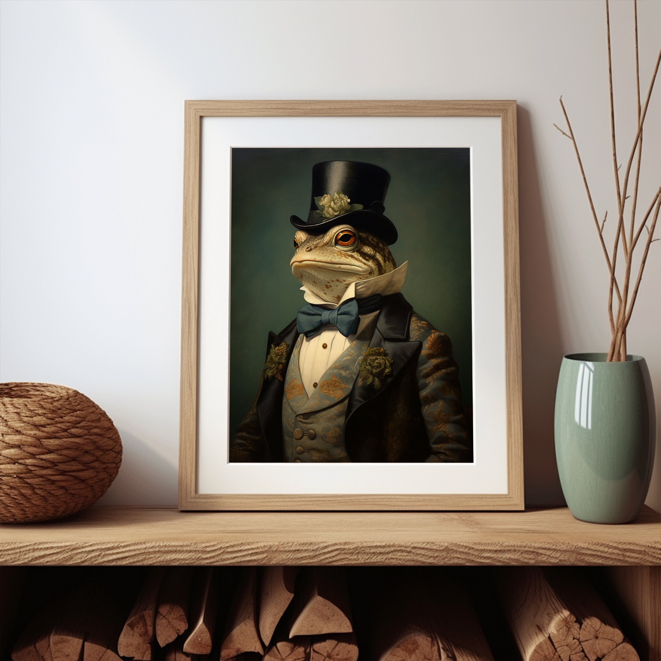 Vintage Gentleman Frog in British Suit, Antique Art Poster, Animal Head ...