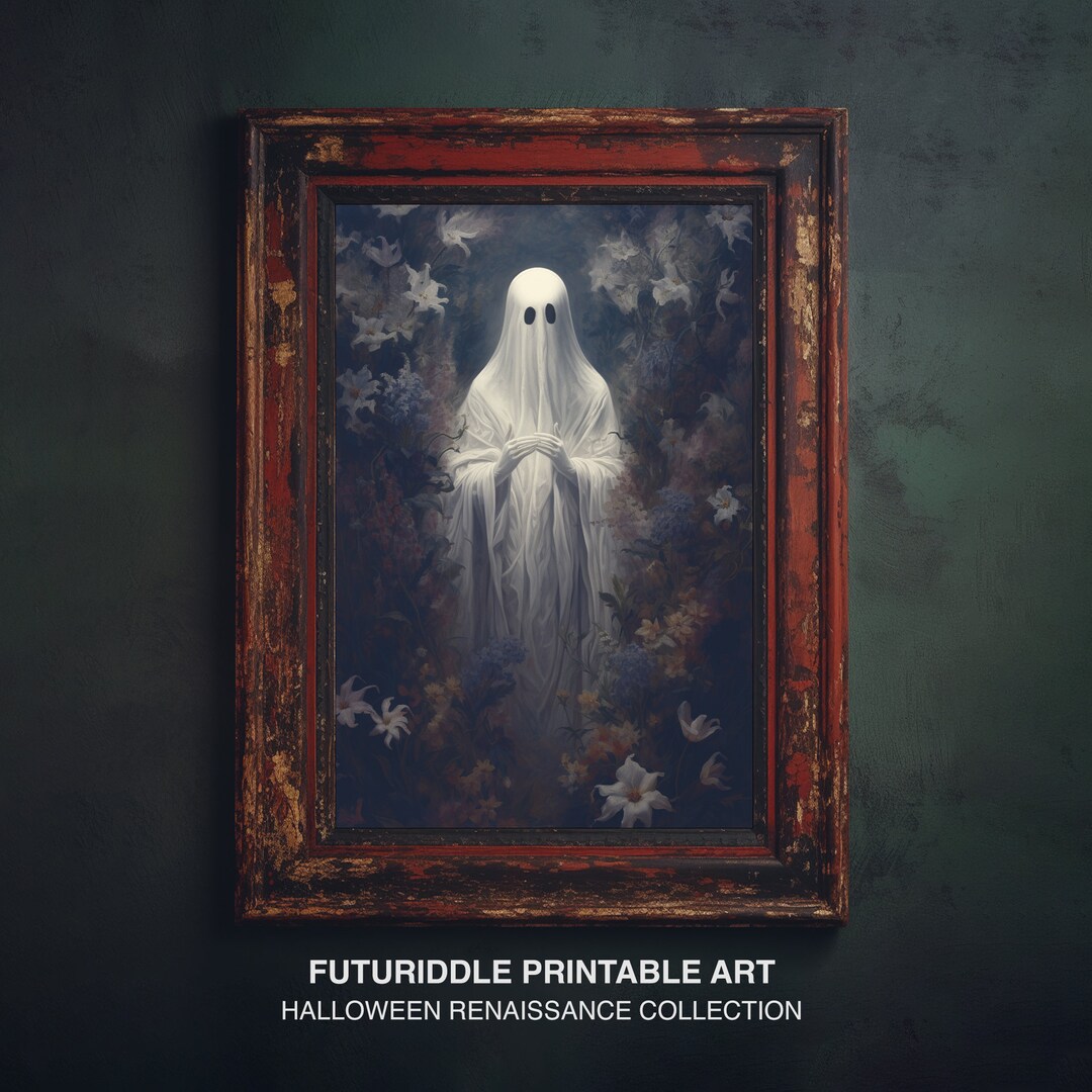 Vintage Ghost Portrait Digital Print, Halloween Poster, Witchy Decor ...