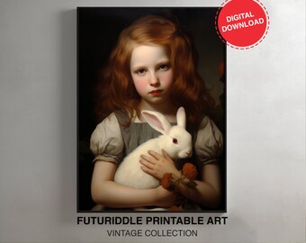 Boy and Rabbit Art Print, Henry Raeburn, Antique Rabbit Oil Painting ...