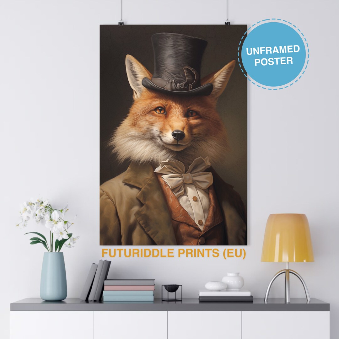 Vintage Gentleman Fox Fox in British Suit Animal Head Human - Etsy