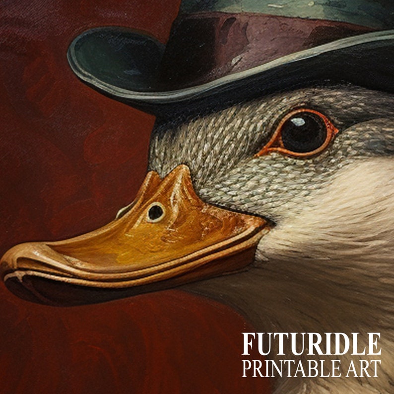 Vintage Gentleman Duck in Suit, Duck Art Poster, Animal Head Human Body ...