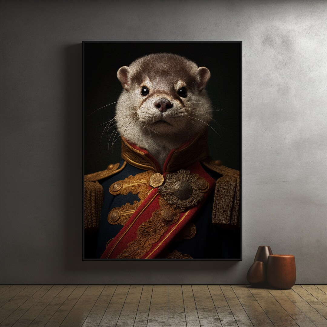 Vintage Otter in Military Uniform Animal Renaissance - Etsy