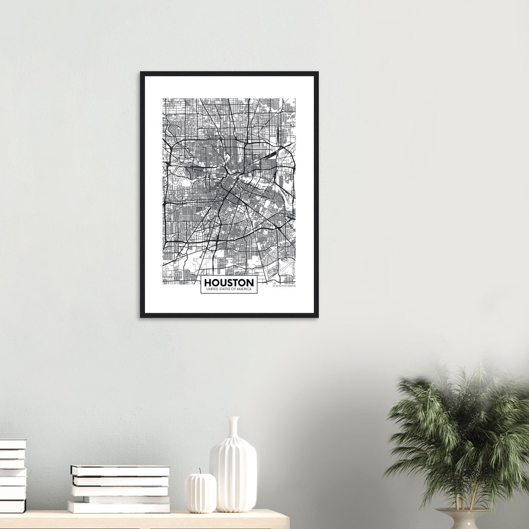 Houston Map Print Houston Map Poster Houston Map Wall Art - Etsy