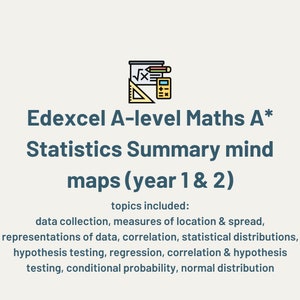 Edexcel A-level Maths Statistics A* Summary Mind Maps (year 1/AS and ...