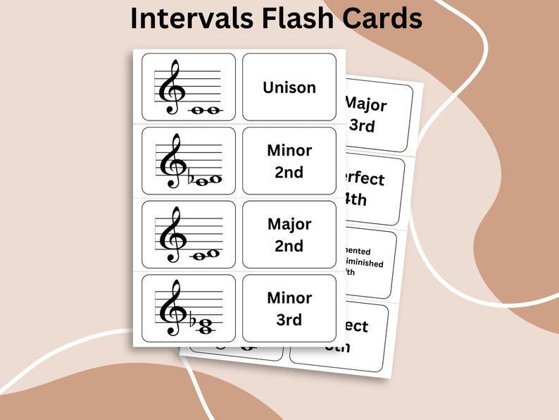 Music Flash Cards Printable Intervals Learning to Read Music - Etsy