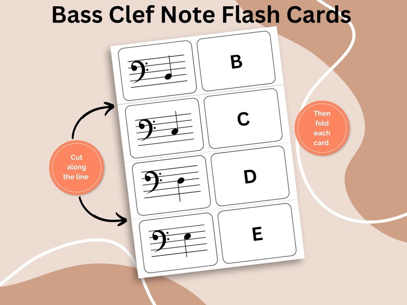 Music Flash Cards Printable Bass Clef Note Learning to Read Music - Etsy