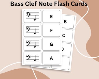 Printable Music Note Flash Cards Bass Clef Printable Flashcards ...